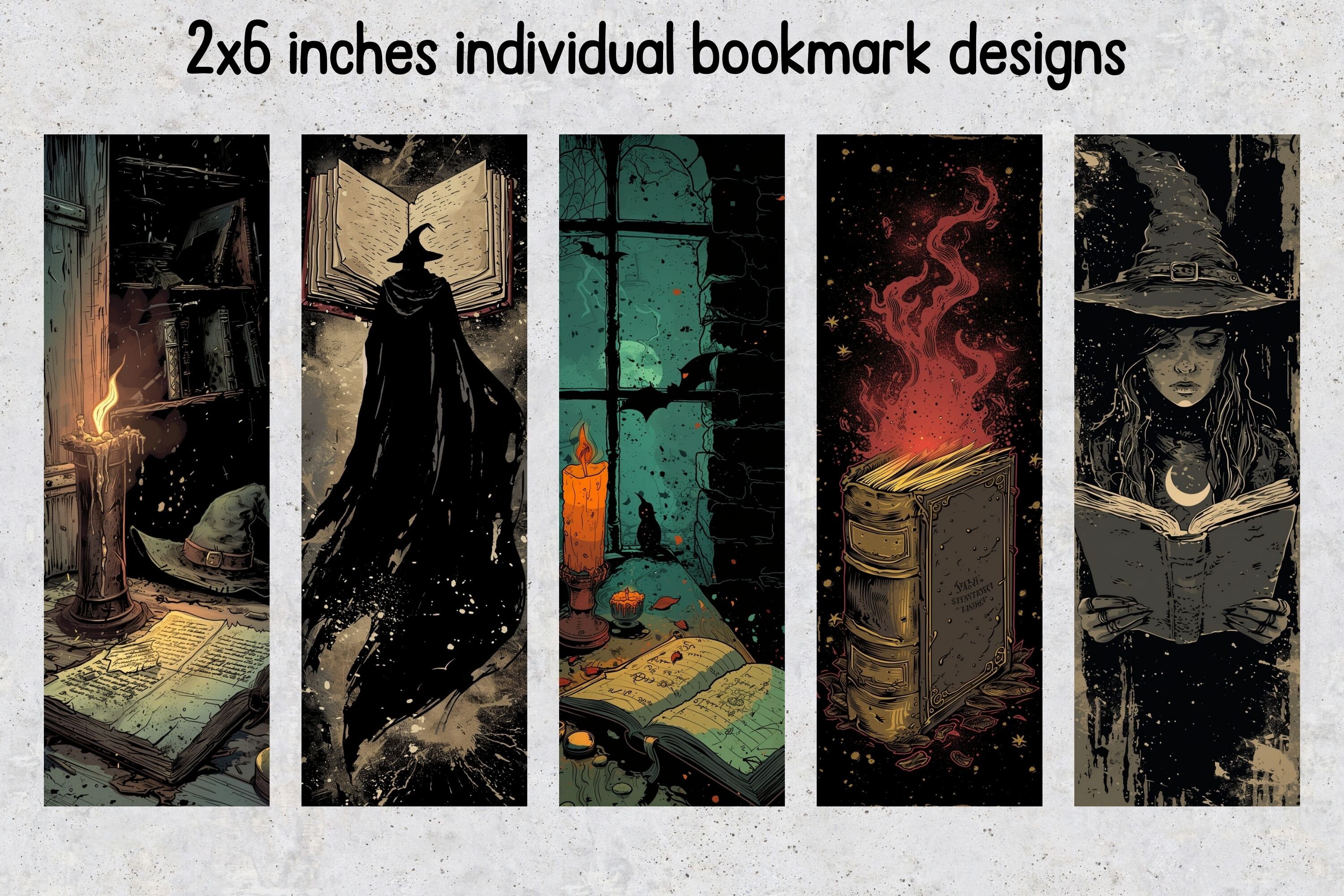 45 Witch's Book Printable Bookmarks, Witch Digital Bookmark Sheets ...