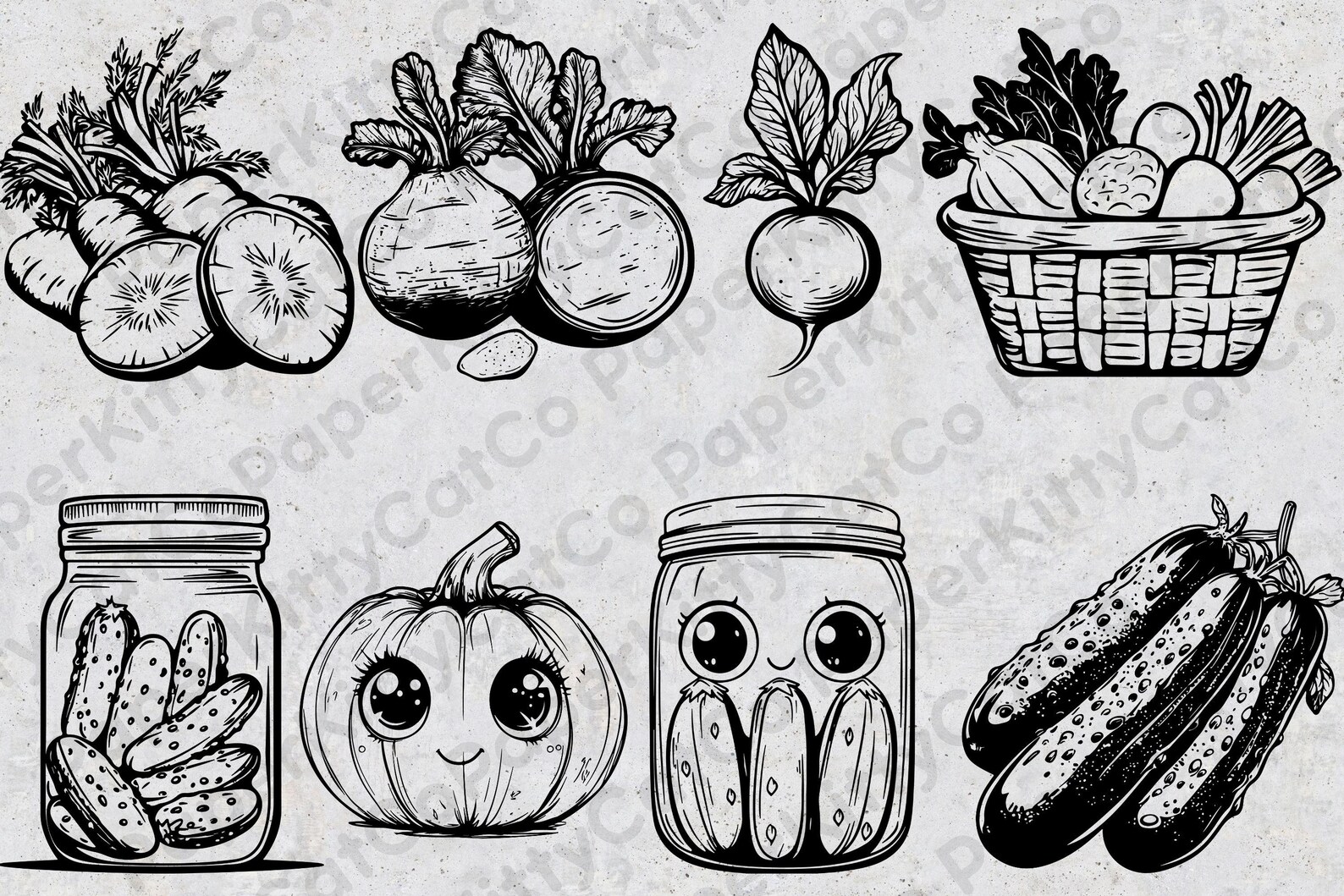 50 Vegetable PNG & SVG Bundle, Vegetables SVG Silhouettes Sublimation ...