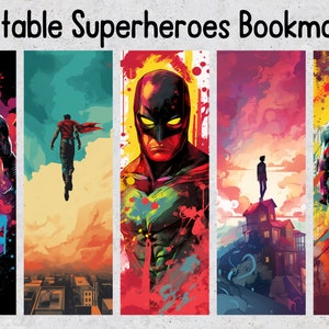 40 Superhero Printable Bookmarks, Comics Digital Download Bookmark ...
