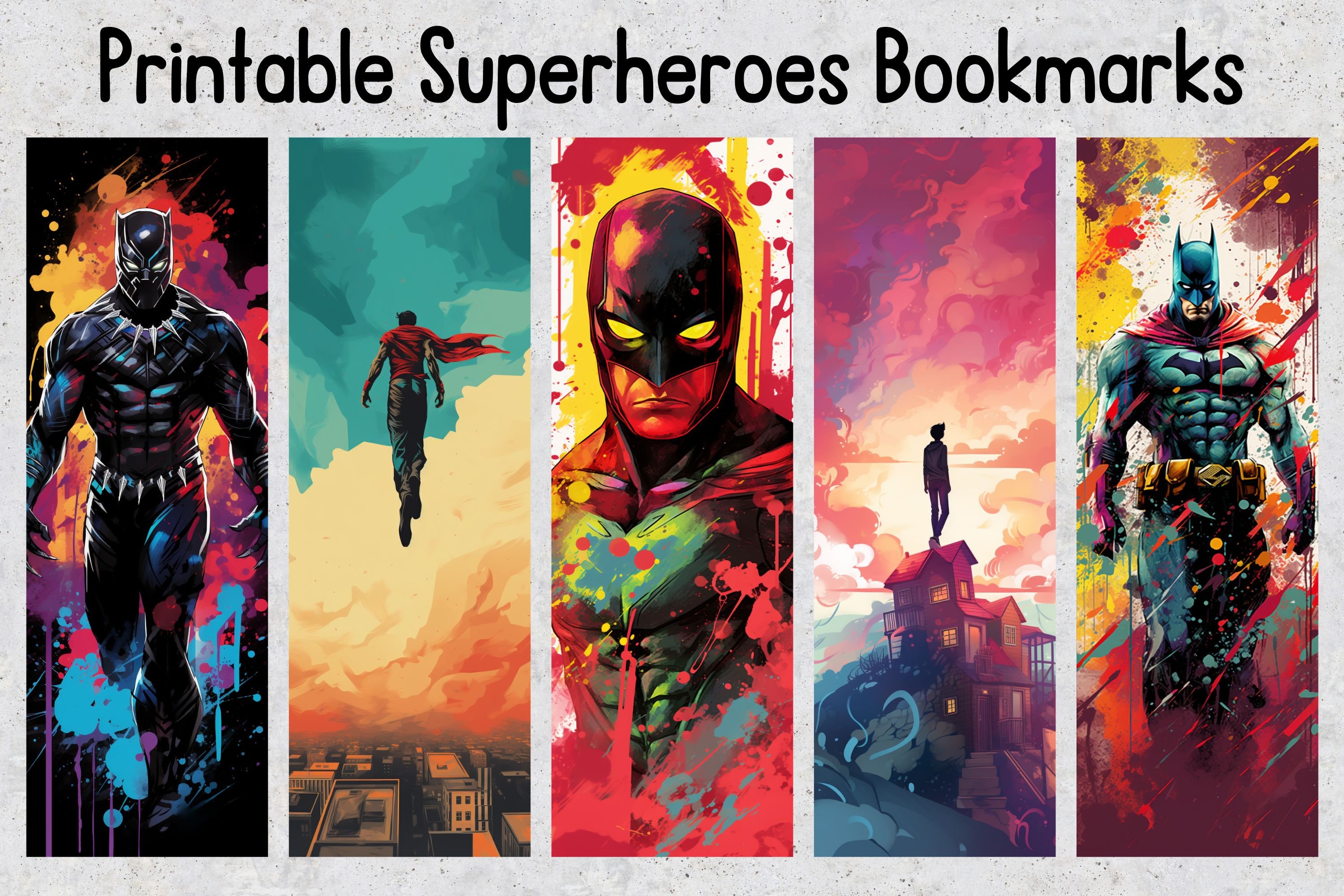 40 Superhero Printable Bookmarks, Comics Digital Download Bookmark ...