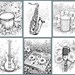 30 Melodious Coloring Pages, Music Printable Grayscale Coloring Book ...
