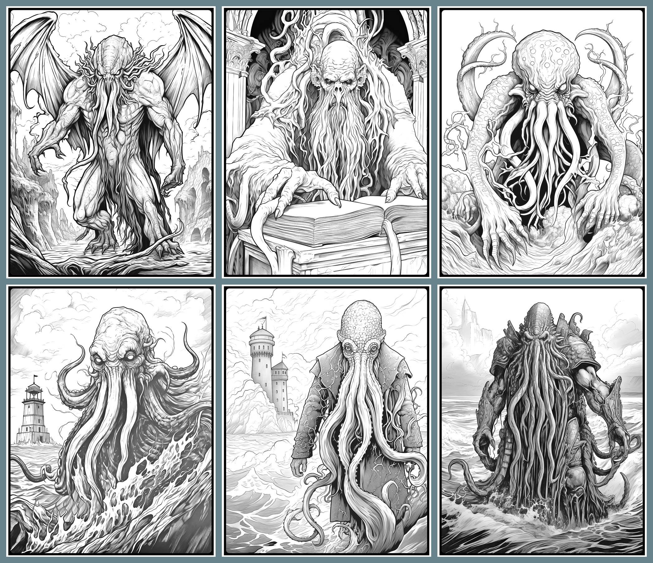 33 Cthulhu Coloring Pages, Adults Printable Coloring Page Cthulhu Arts ...
