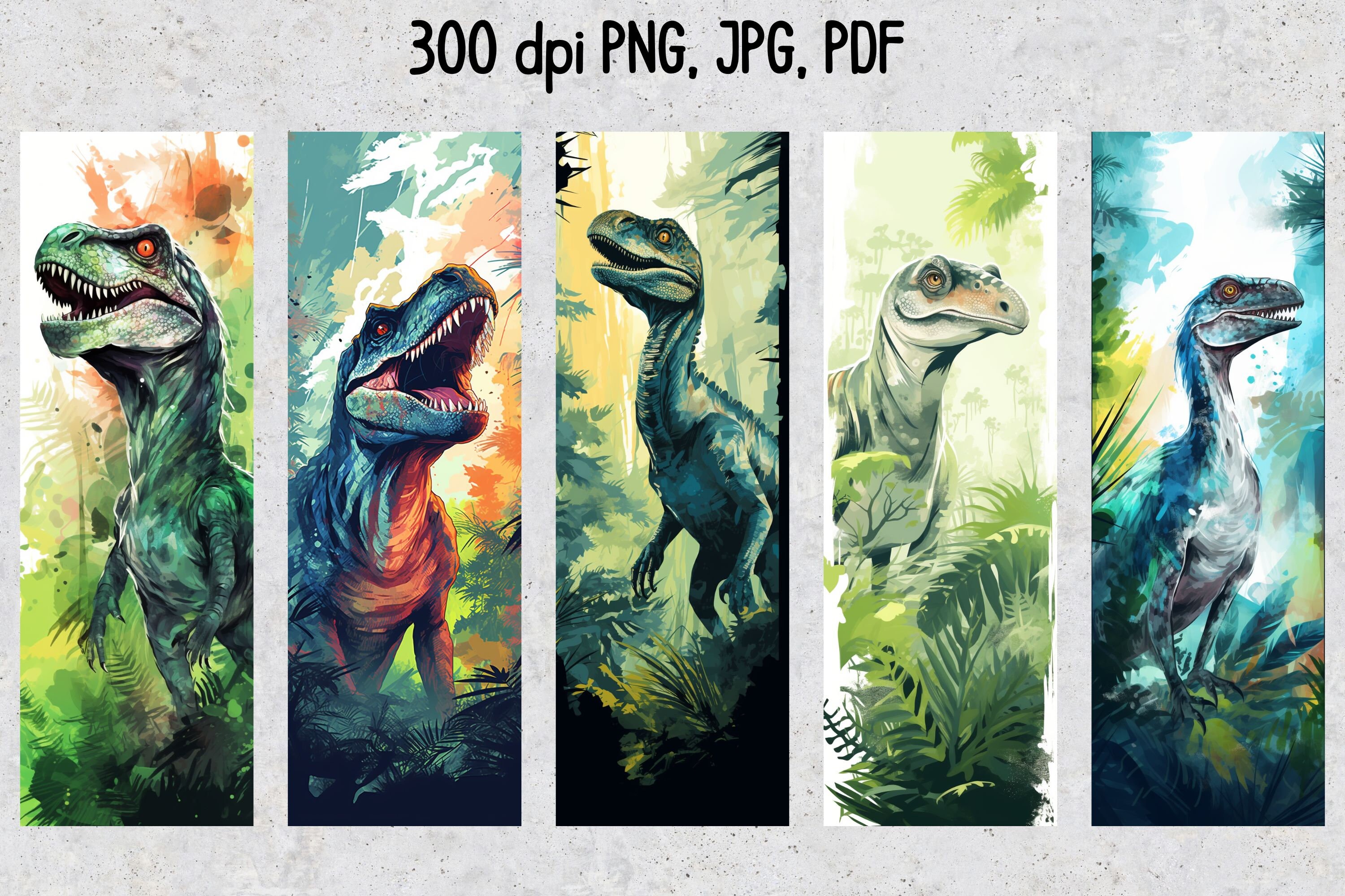 45 Dinosaurs Printable Bookmarks, Dinosaur Digital Download Bookmark ...
