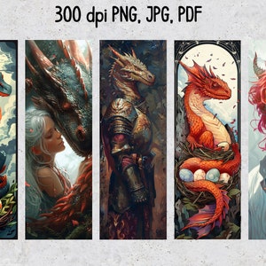 50 Gorgeous Dragon Printable Bookmarks, Dragon Digital Download ...