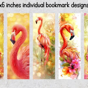 55 Flamingo Printable Bookmarks, Flamingo Digital Download Bookmark ...