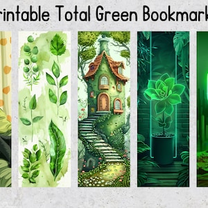 50 Total Green Printable Bookmarks, Green Digital Download Bookmark ...