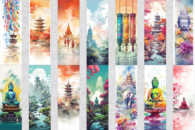50 Buddhist Printable Bookmarks, Buddhism Digital Download Bookmark ...