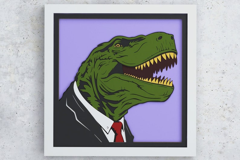 T-rex Shadow Box Tyrannosaurus SVG Layered Design for Cricut - Etsy