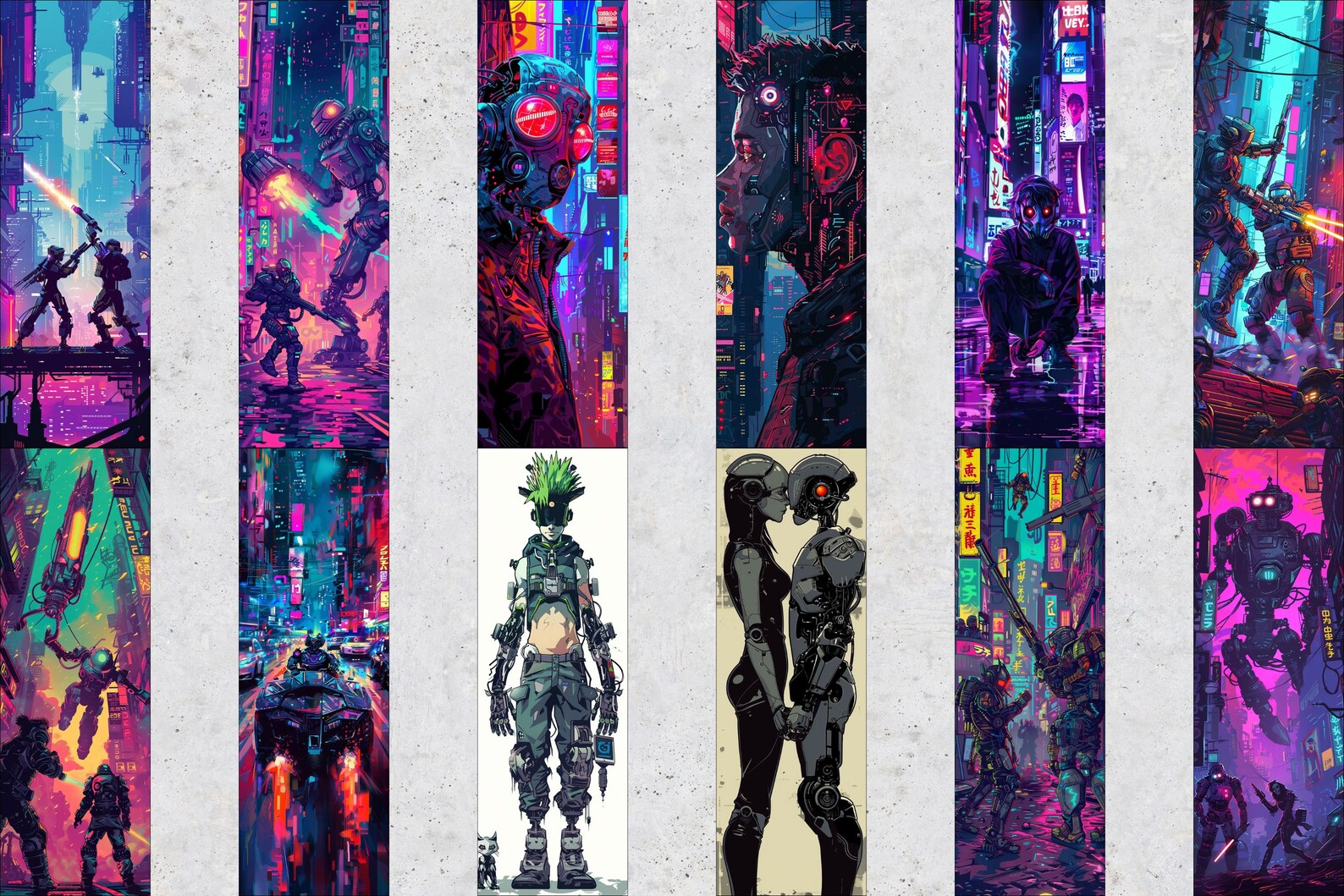 50 Cyberpunk Printable Bookmarks, Cyberpunk Digital Download Bookmark ...