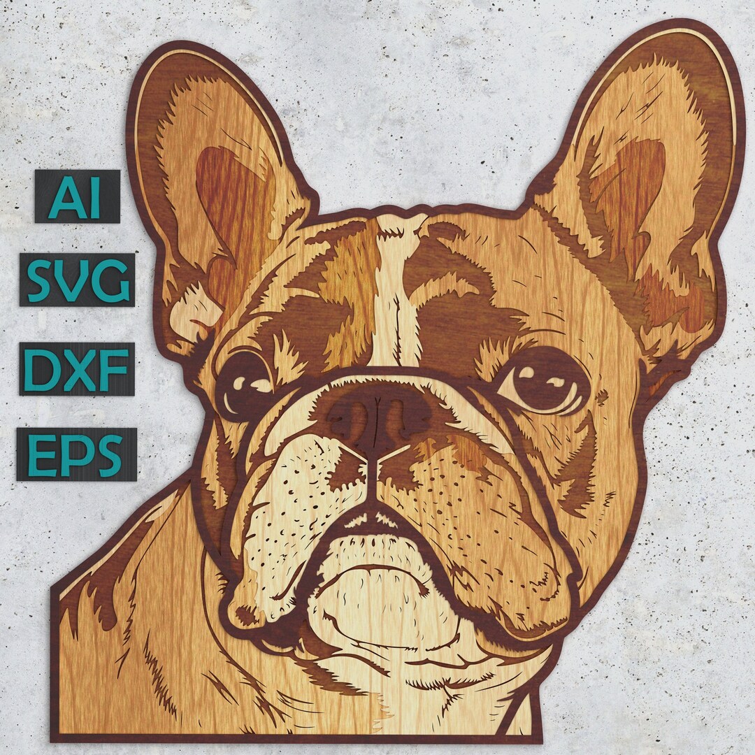 French Bulldog Layered Design for Laser Cutting, SVG DXF Bulldog ...