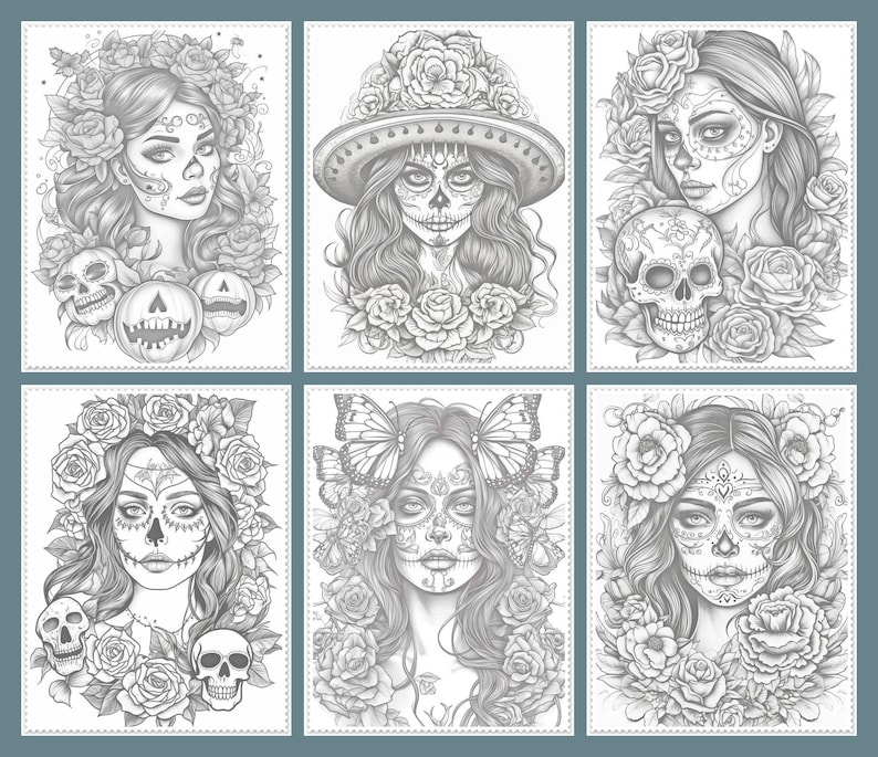 25 Sugar Skull Girls Coloring Pages Adults Printable - Etsy