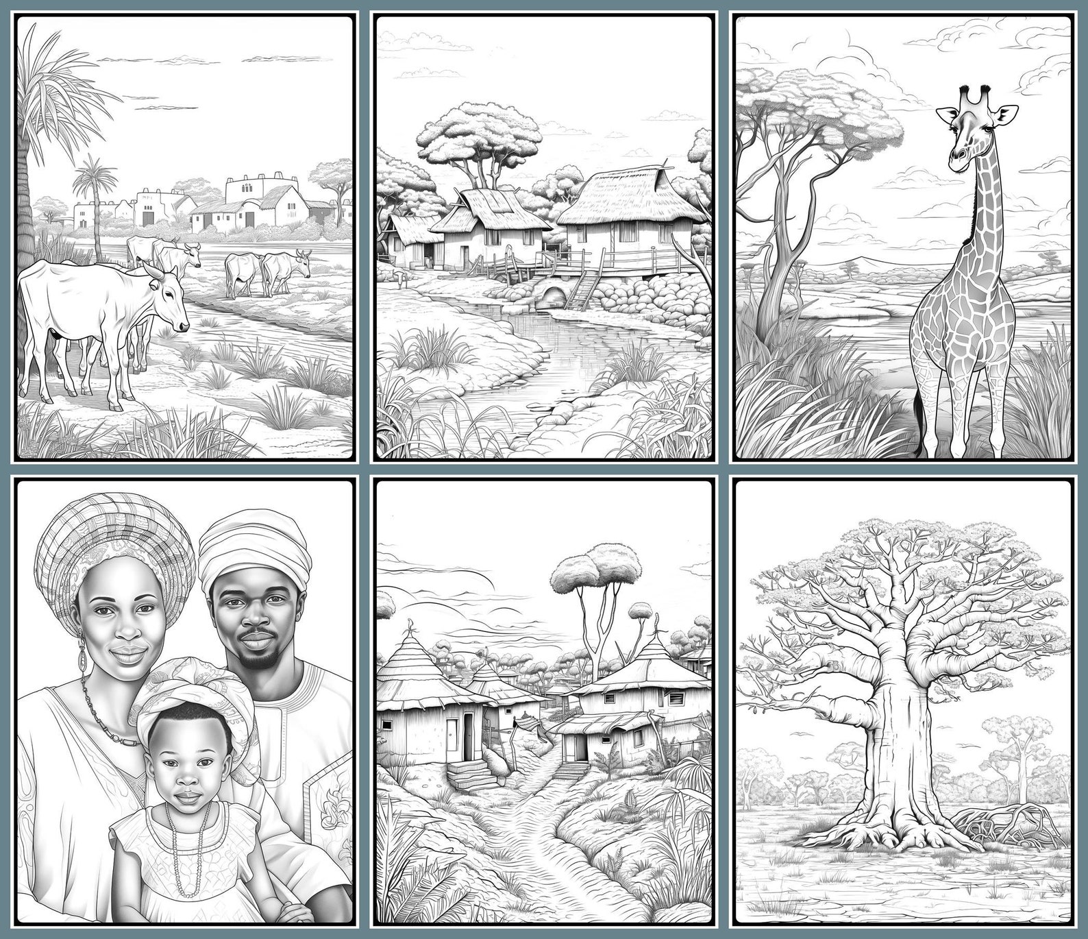 30 Africa Coloring Pages, Adults Printable Coloring Page With African ...