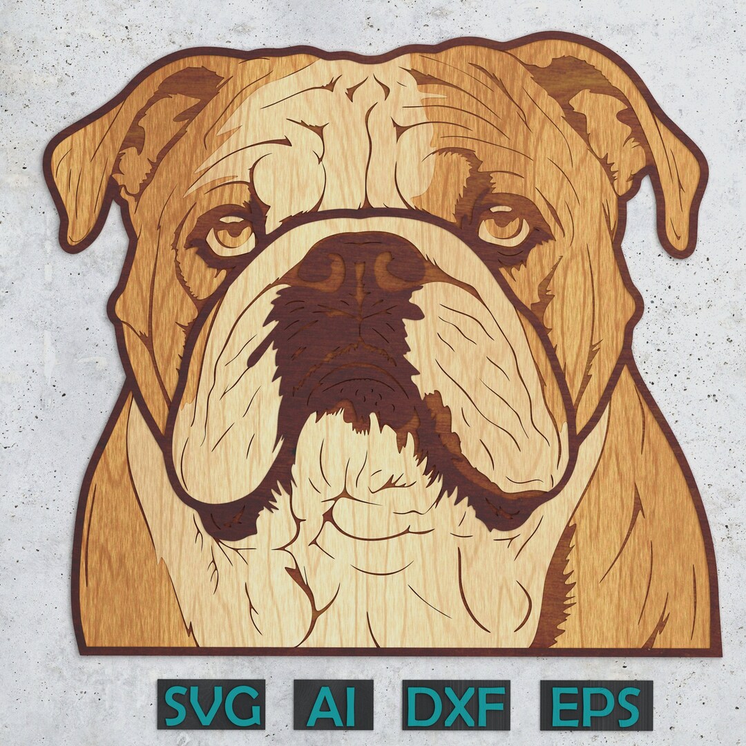 Bulldog Layered Design for Laser Cutting, SVG DXF Bulldog Digital ...
