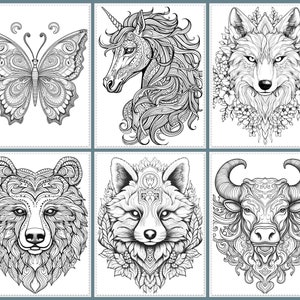30 Animal Mandala Coloring Pages, Zen Mandala Printable Grayscale ...