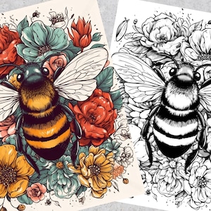 30 Bees and Butterflies Coloring Pages, Adults Printable Coloring Page ...