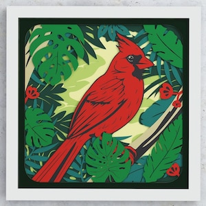 Cardinal Bird Shadow Box, Cardinal Bird SVG, Cardinal Bird Layered ...