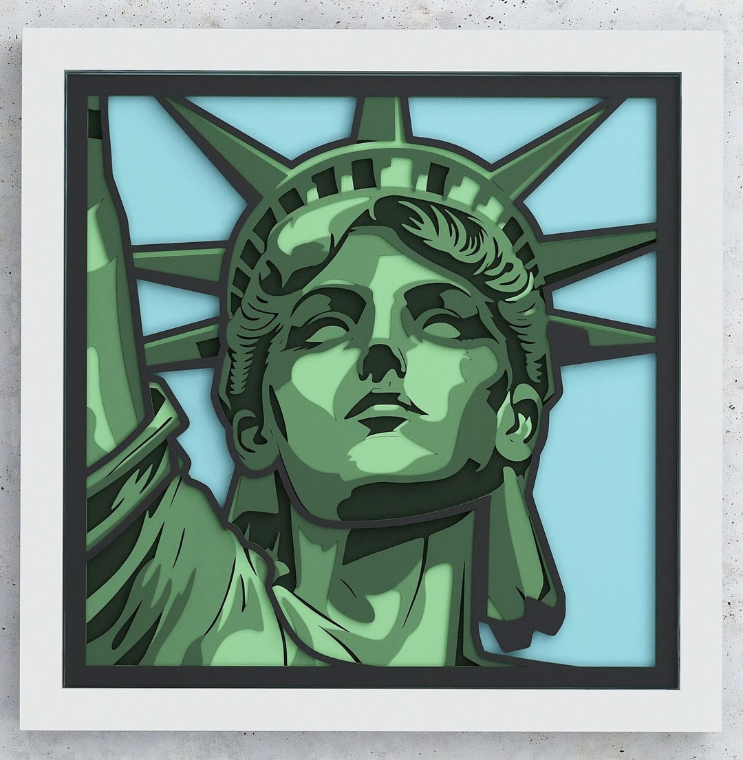 Statue of Liberty Shadow Box, SVG Layered Design for Cricut Silhouette ...