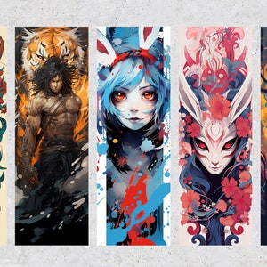 40 Anime Printable Bookmarks, Anime Digital Download Bookmark Sheets ...