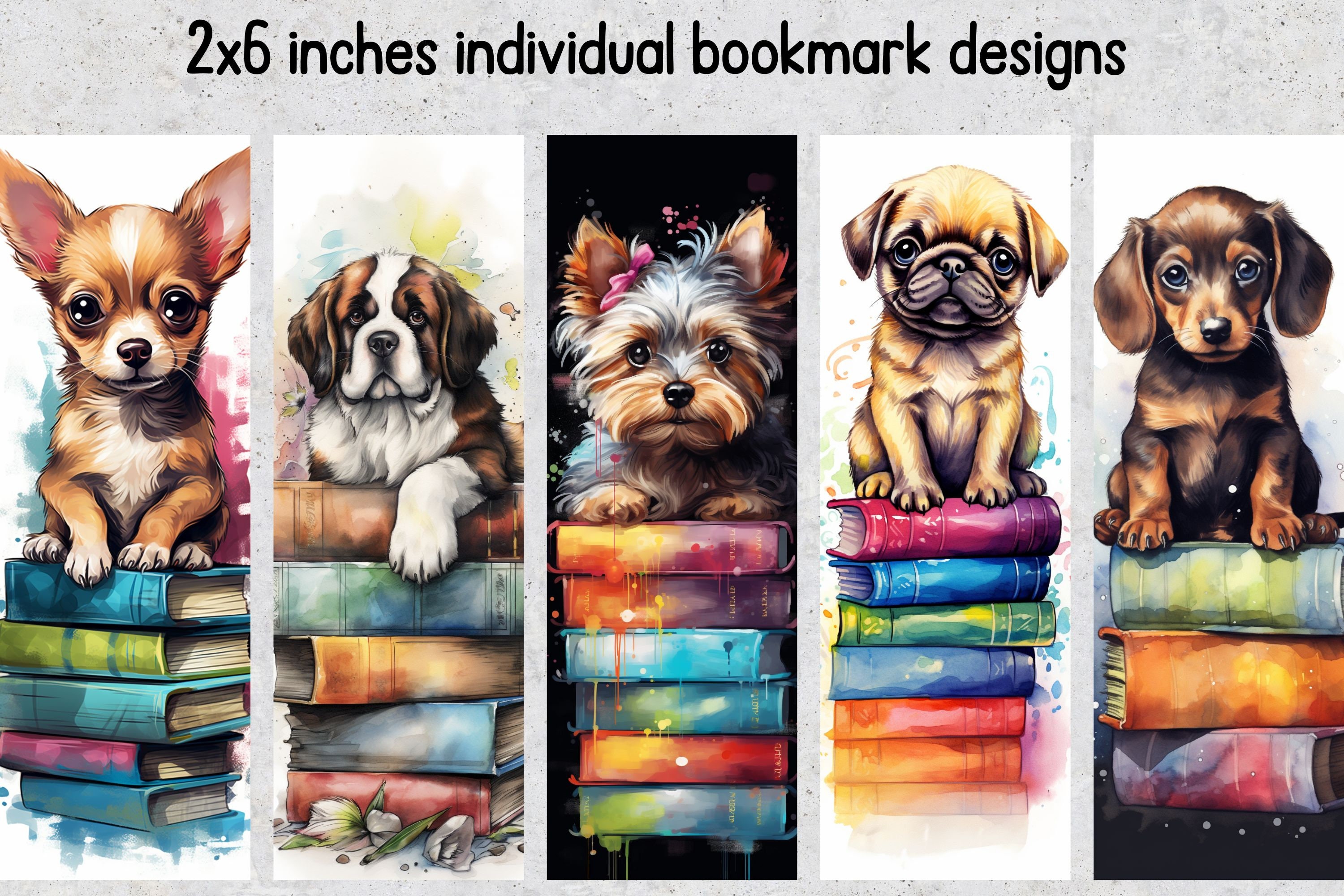 30 Cute Dogs Printable Bookmarks, Dogs Digital Download Bookmark Sheets ...