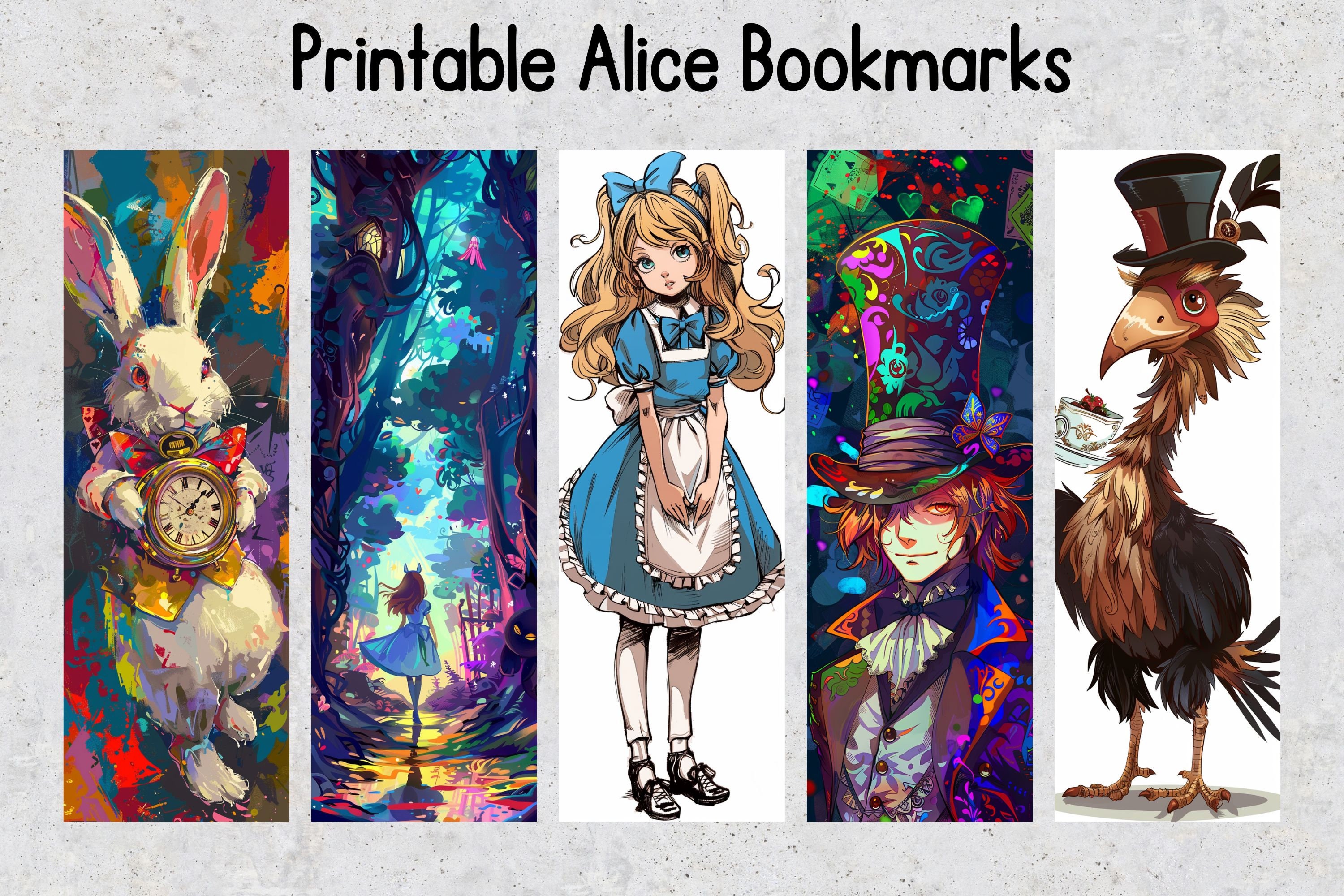 35 Alice Printable Bookmarks, Wonderland Digital Download Bookmark ...