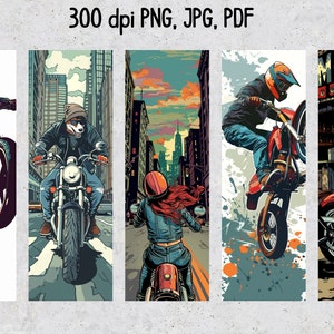 50 Motorbike Printable Bookmarks, Motorcycle Digital Download Bookmark ...