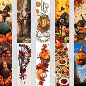 50 Thanksgiving Day Printable Bookmarks, Thanksgiving Arts Digital ...