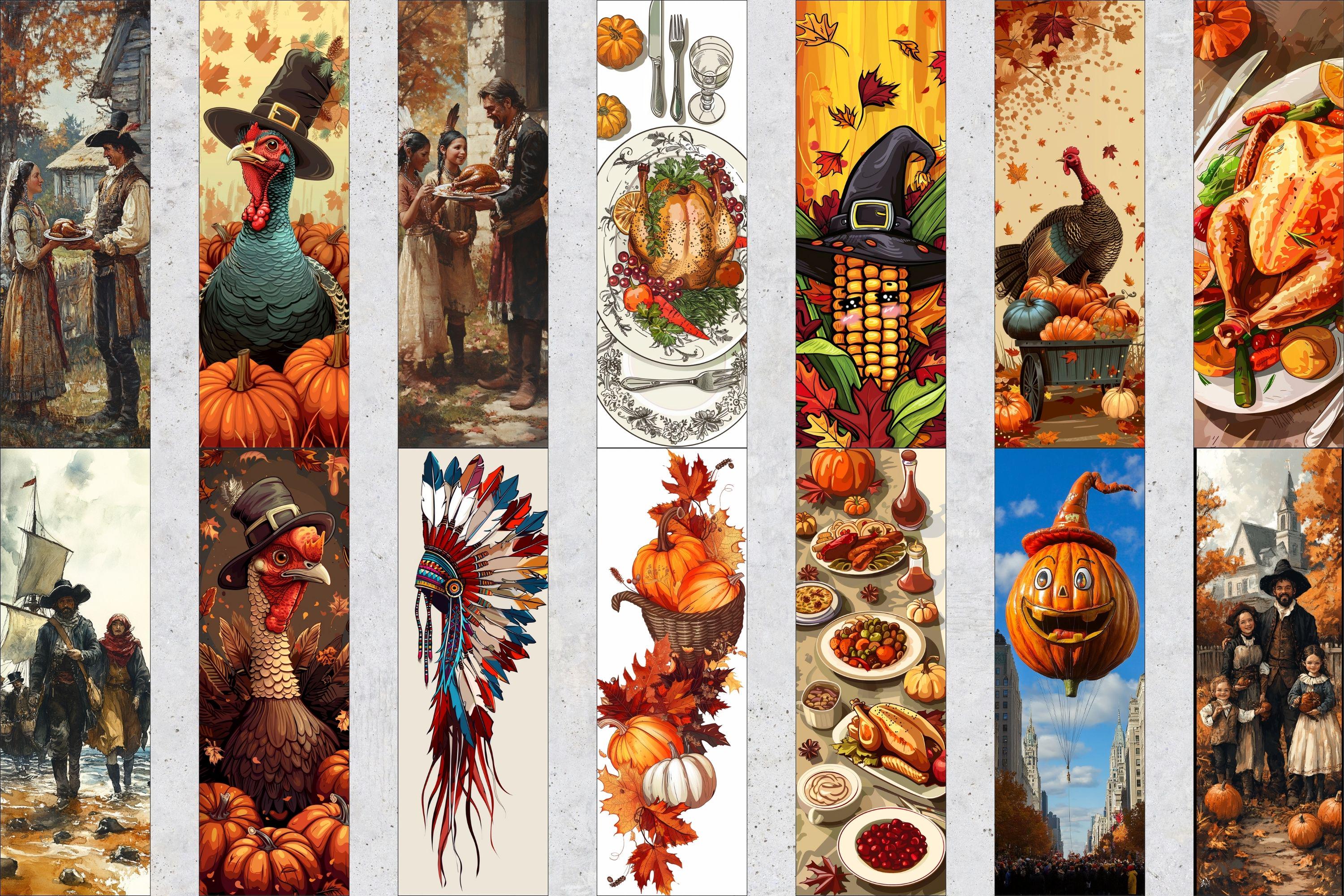 50 Thanksgiving Day Printable Bookmarks, Thanksgiving Arts Digital ...
