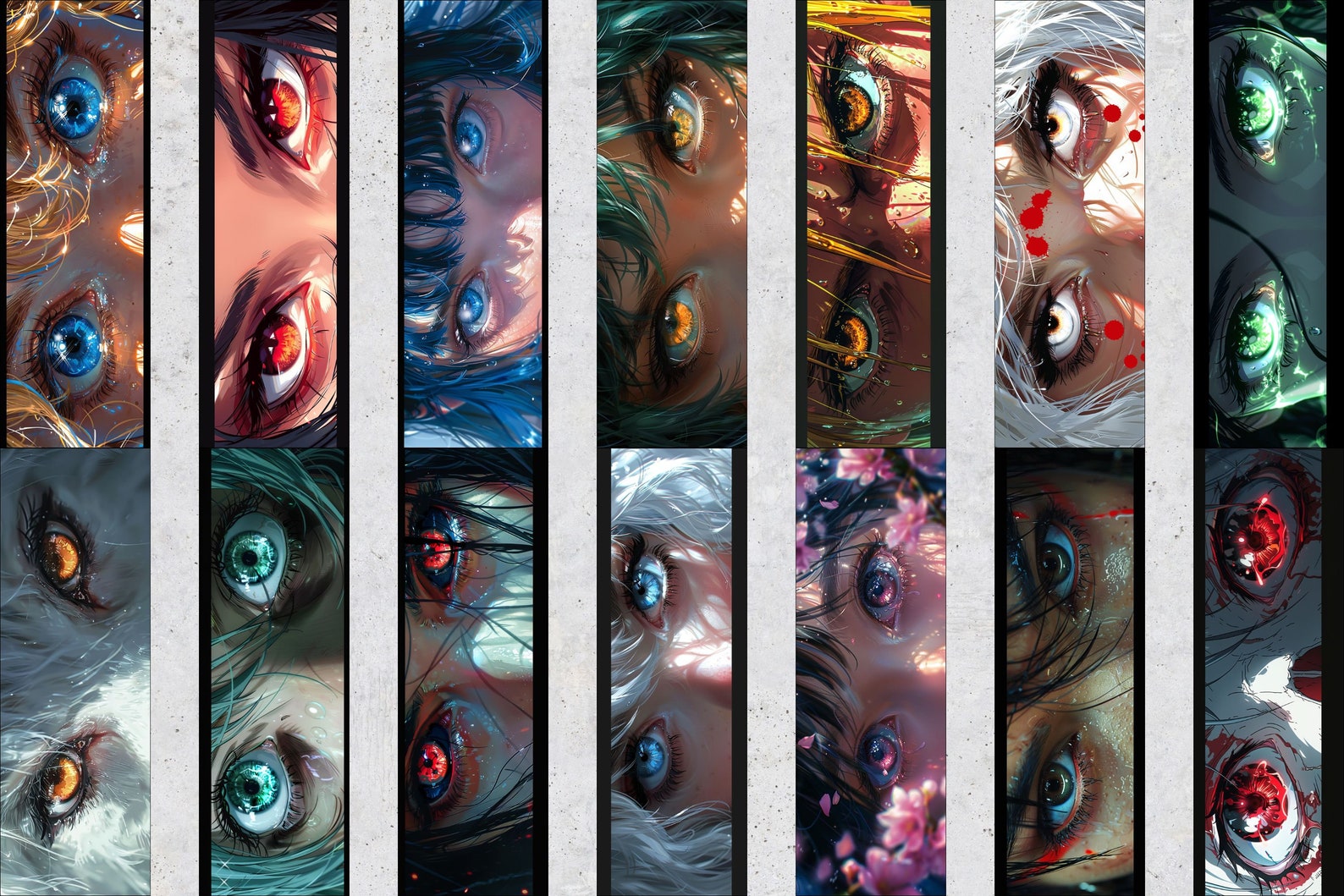 50 Anime Eye Printable Bookmarks, Anime Digital Download Bookmark ...