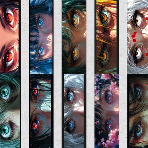 50 Anime Eye Printable Bookmarks, Anime Digital Download Bookmark ...