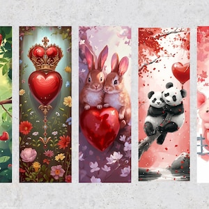 45 Romantic Hearts Printable Bookmarks, Heart Digital Download Bookmark ...