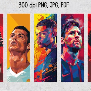 50 Soccer Football Printable Bookmarks, Football Digital Bookmark ...