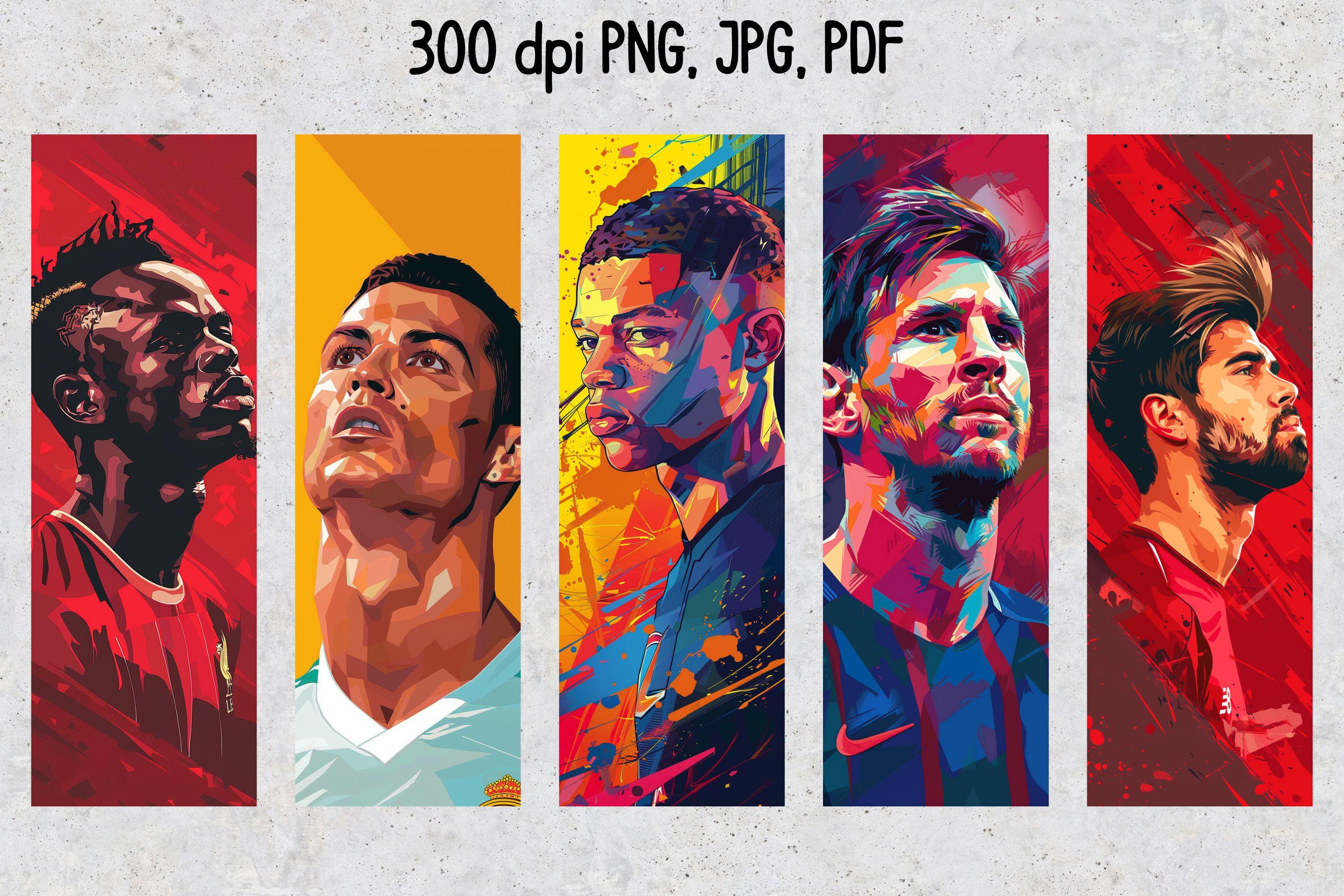50 Soccer Football Printable Bookmarks, Football Digital Bookmark ...