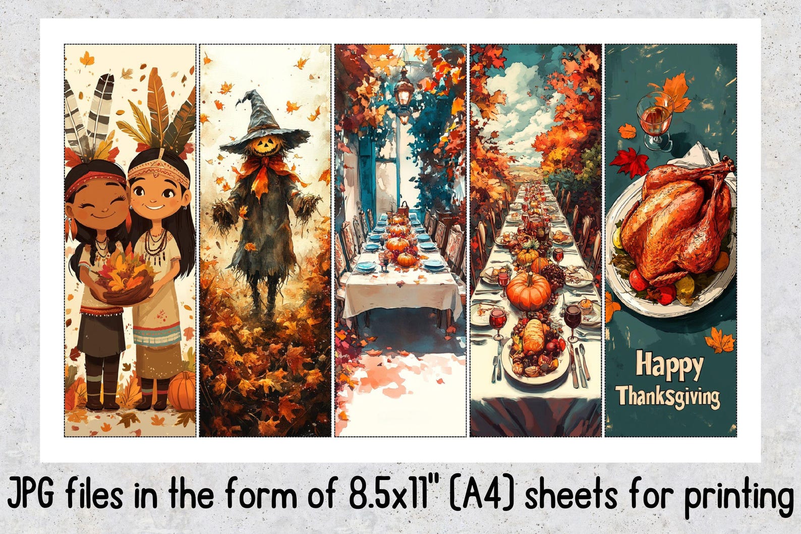 50 Thanksgiving Day Printable Bookmarks, Thanksgiving Arts Digital ...