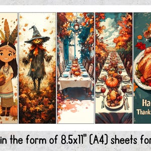 50 Thanksgiving Day Printable Bookmarks, Thanksgiving Arts Digital ...