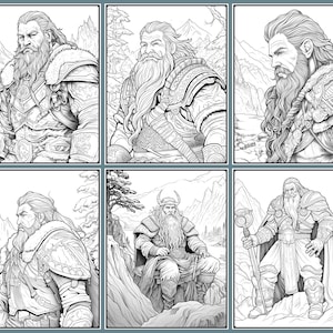 30 Wonderful Dwarfs Coloring Pages, Gnomes Printable Grayscale Coloring ...