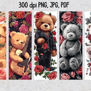 40 Teddy Bear Printable Bookmarks, Toy Bear Digital Download Bookmark ...