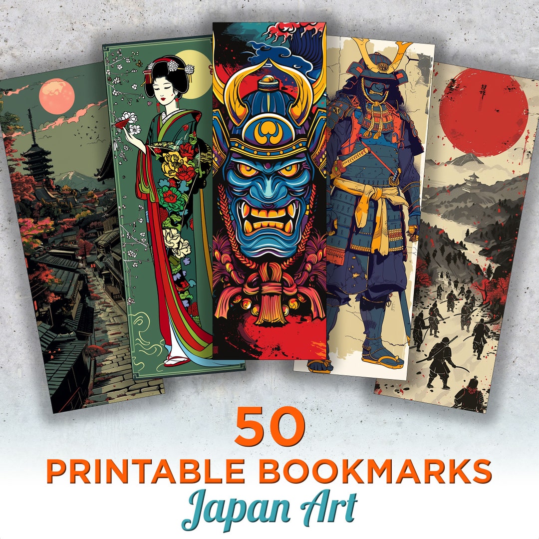 50 Japan Art Printable Bookmarks, Historical Digital Download Bookmark ...