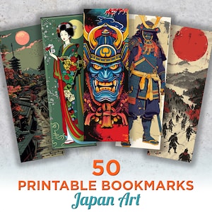 50 Japan Art Printable Bookmarks, Historical Digital Download Bookmark ...