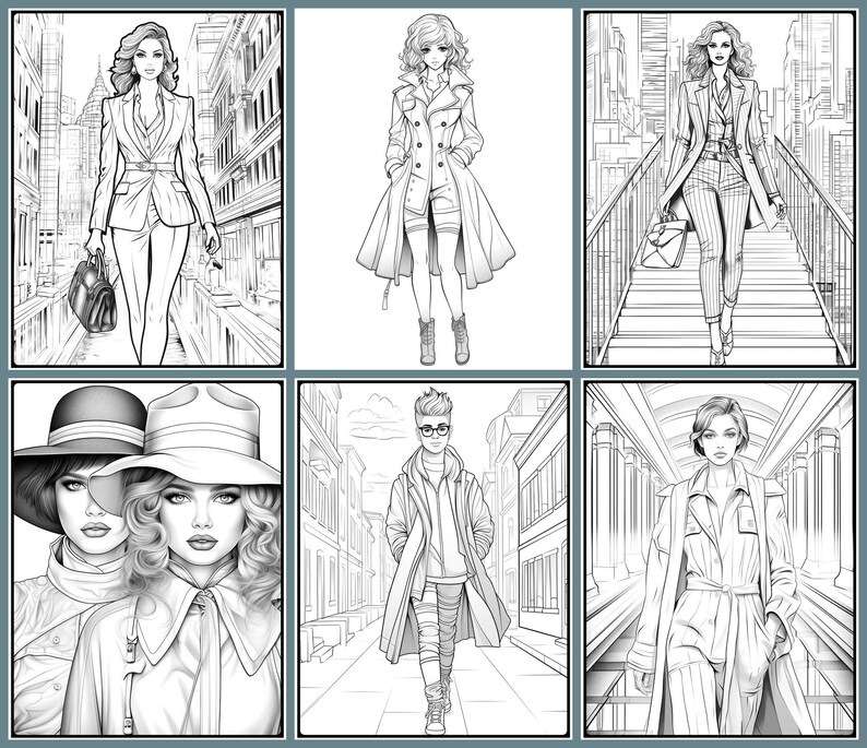 35 Fashion Week Coloring Pages, Style and Fashion Printable Grayscale ...