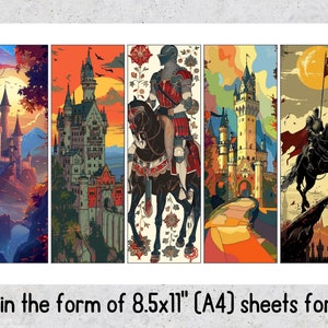 50 Medieval Printable Bookmarks, Fairy Tale Digital Download Bookmark ...