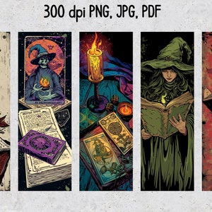 45 Witch's Book Printable Bookmarks, Witch Digital Bookmark Sheets ...