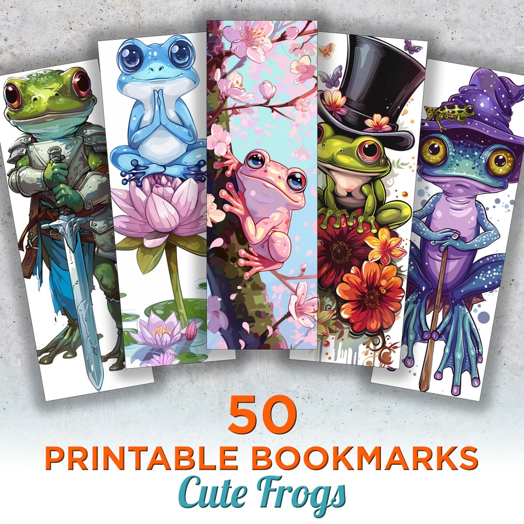 50 Frog Printable Bookmarks, Frog Digital Download Bookmark Sheets ...