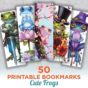 50 Frog Printable Bookmarks, Frog Digital Download Bookmark Sheets ...