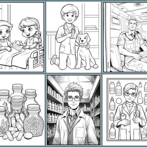 32 Cheerful Medicine Coloring Pages, Children Printable Nurse and ...