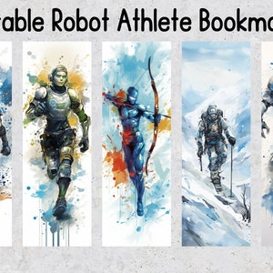 35 Robot Athletes Printable Bookmarks, Robot Digital Bookmark Sheets ...