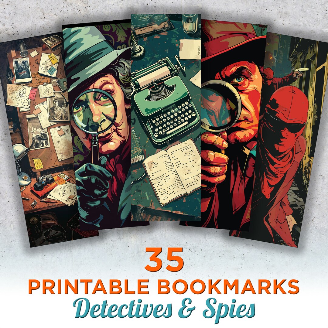 35 Detectives & Spies Printable Bookmarks, Digital Download Bookmark ...