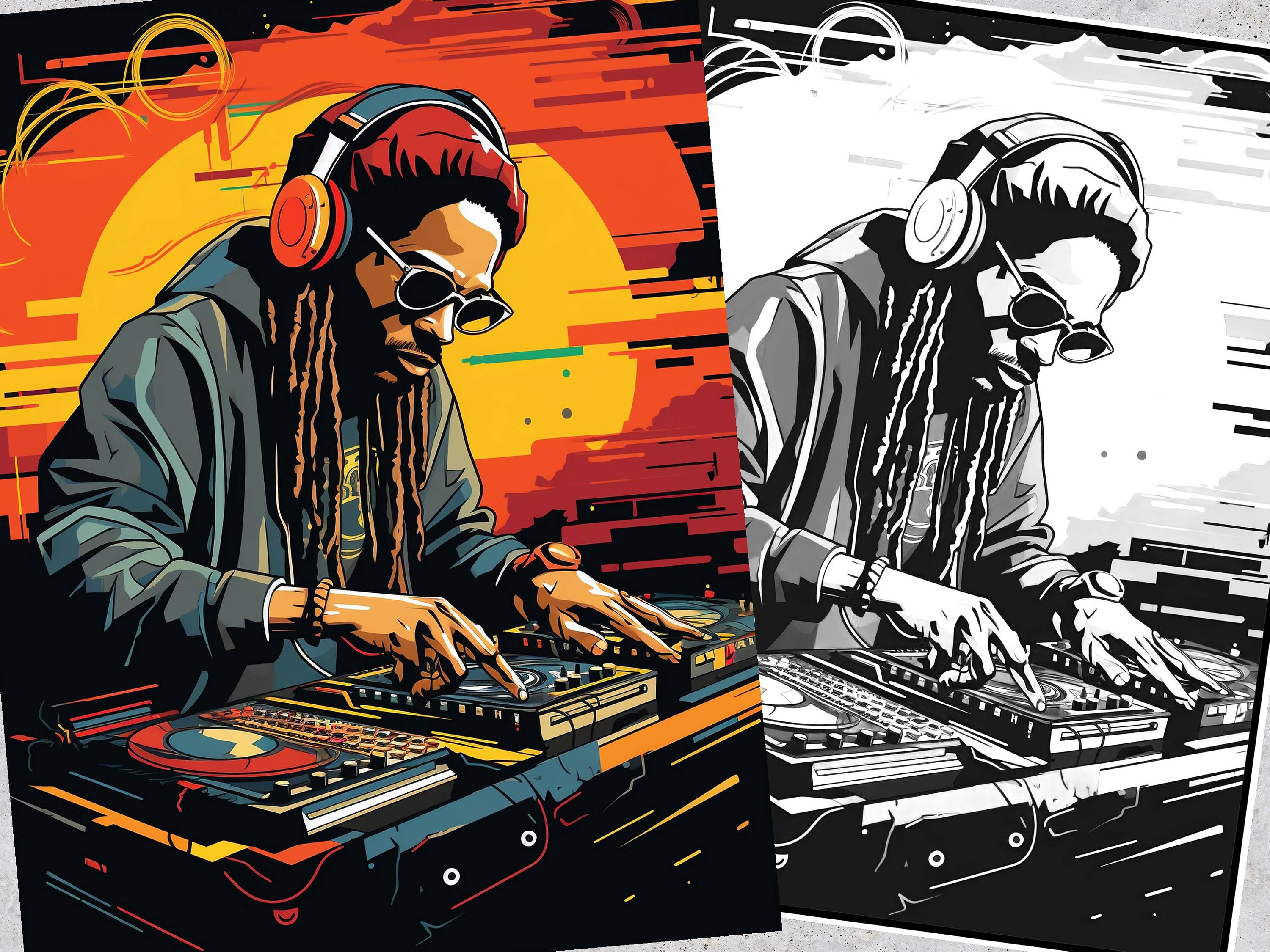 50 Hip Hop Music Coloring Pages, Hip-hop Rap Printable Grayscale ...