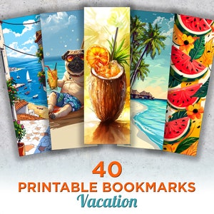 40 Vacation Printable Bookmarks, Summer Digital Download Bookmark ...
