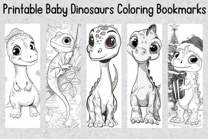 50 Printable Bookmarks for Coloring Baby Dinosaurs, Dinosaur Digital ...