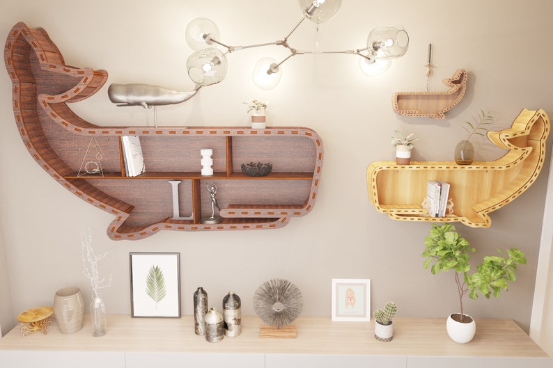 Whale Shelves for Laser Cutting, Whale Digital Wooden Original Interior ...